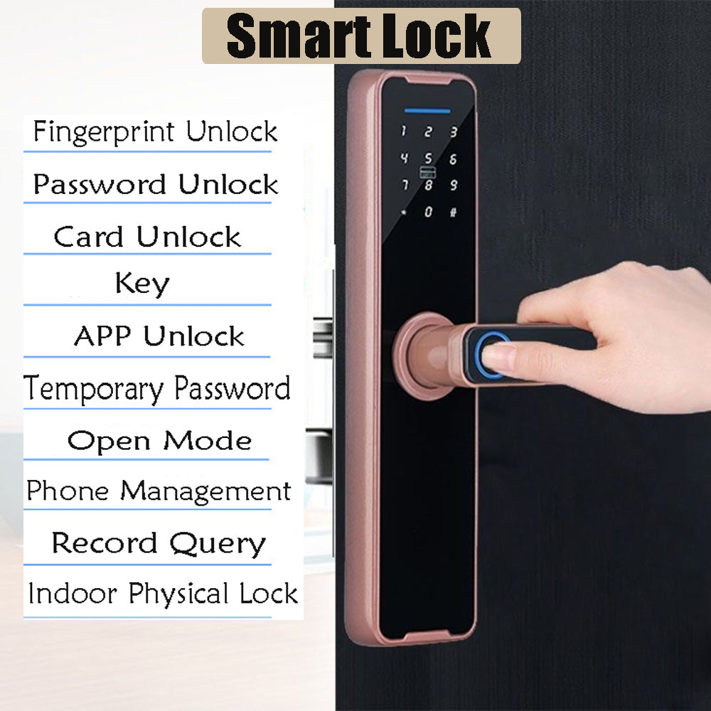 Digital Smart Door Lock Fingerprint APP Key Card Password Electronic H ...