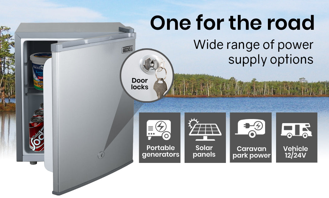 GECKO 57L Portable Bar Fridge Refrigerator 12V/24V/240V Camping Camper ...