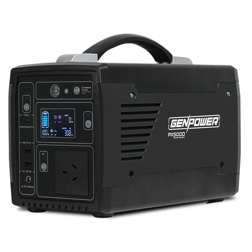 GENPOWER Portable Power Station 300W/600W 307Wh Lithium Solar Generato ...