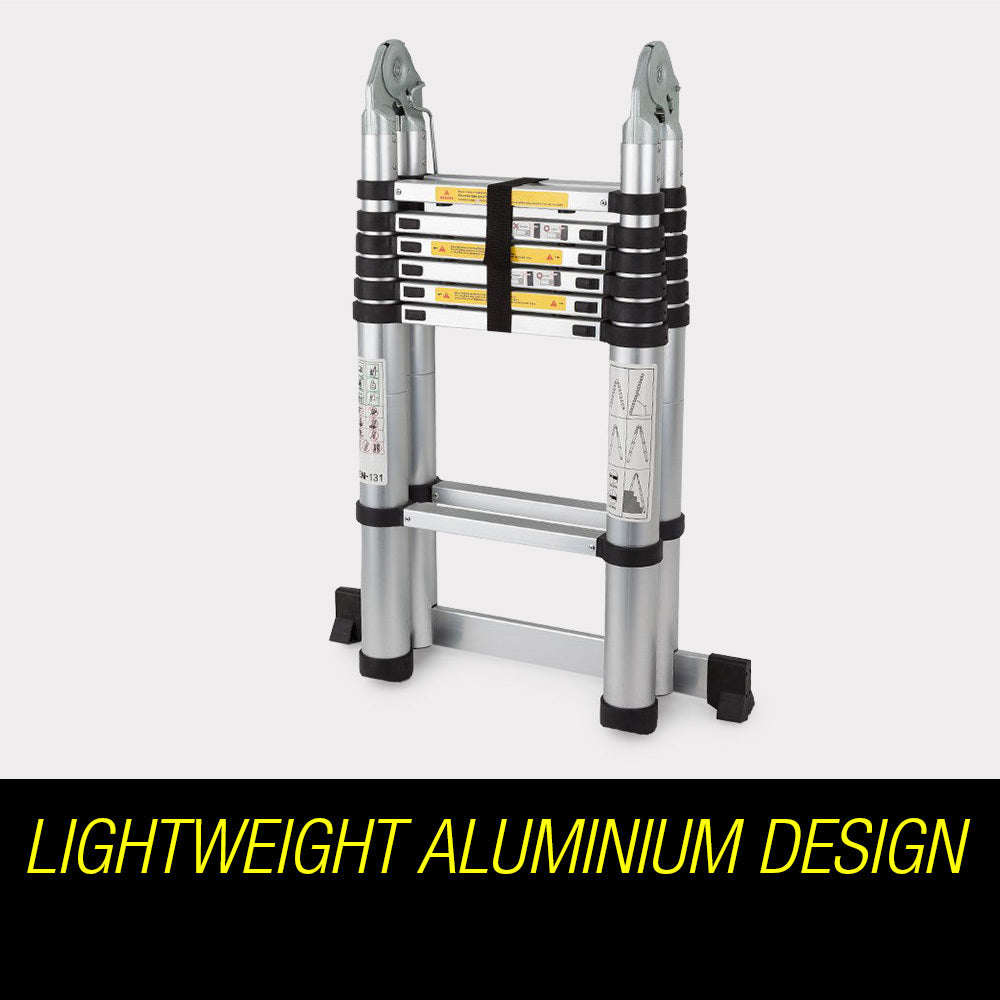 Bullet 4.4m Multipurpose Aluminium Telescopic Folding Ladder Alloy Ext ...