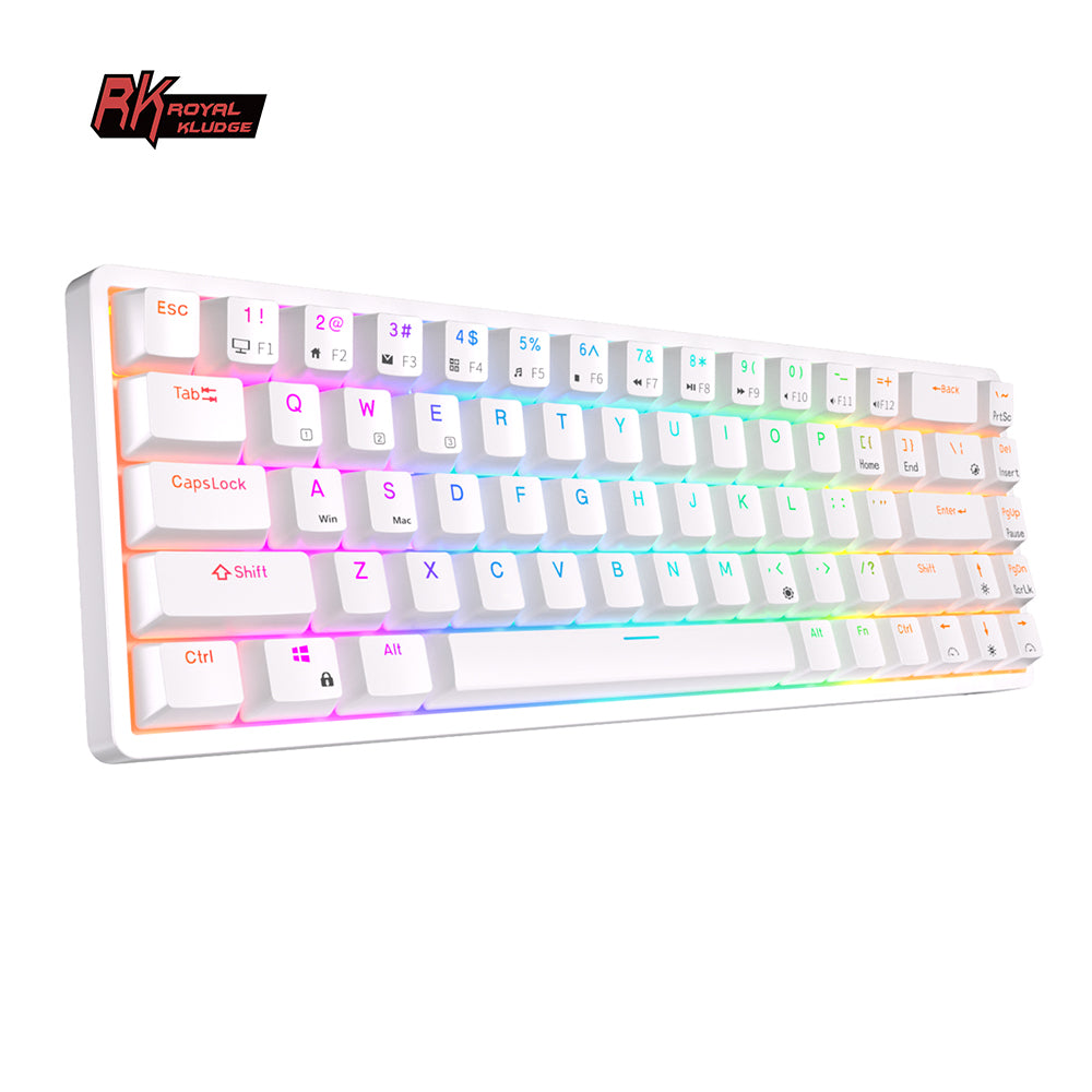 ROYAL KLUDGE RK68 Wireless Hot Swap White 65% Mechanical Keyboard, Red ...
