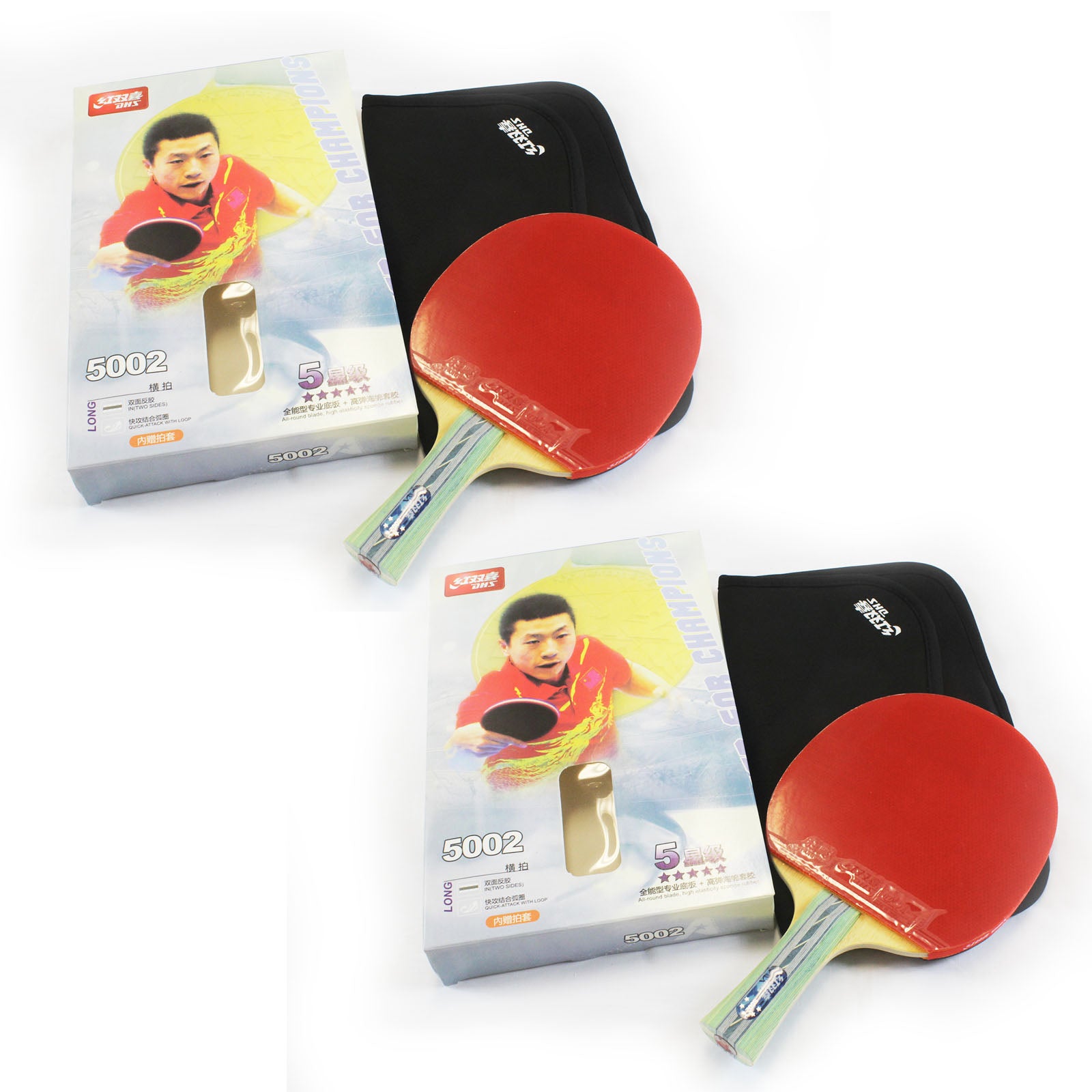 DHS 5 Star Table Tennis Bat / Ping Pong Racket Paddle Long Handle 5002 ...