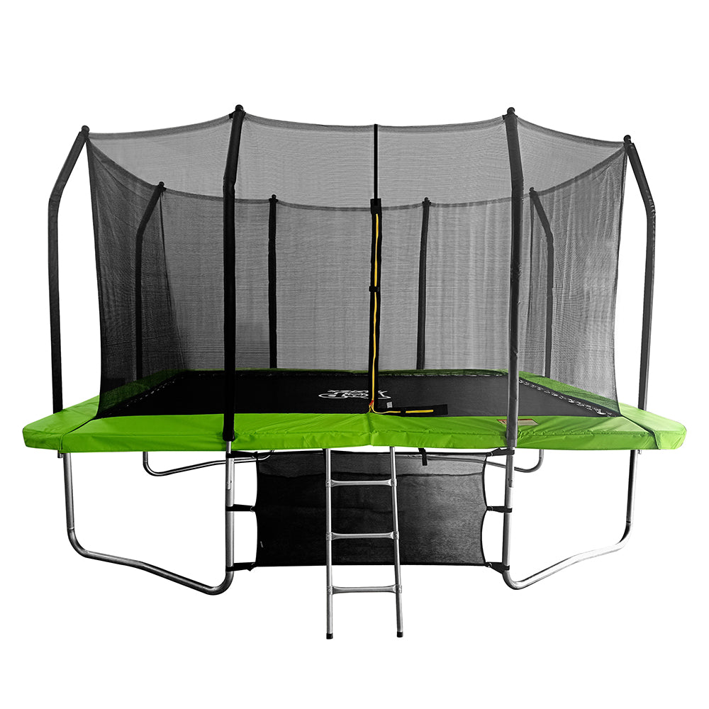 PoP Master 12FT x 9FT Rectangular Trampoline with Spring Ladder Safety ...