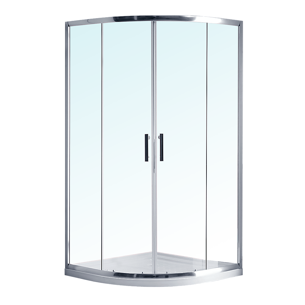 100 x 100cm Rounded Sliding 6mm Curved Shower Screen with Base in Chro ...